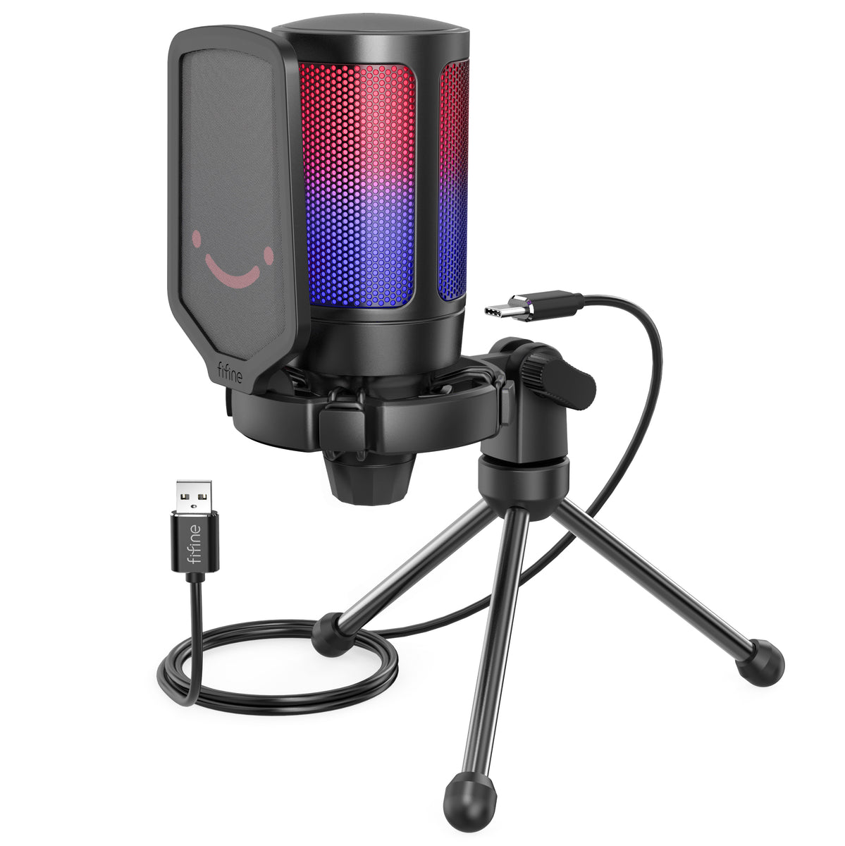 Fifine - AmpliGame - A6V Microphone Gaming Streaming RGB | Shelter ...